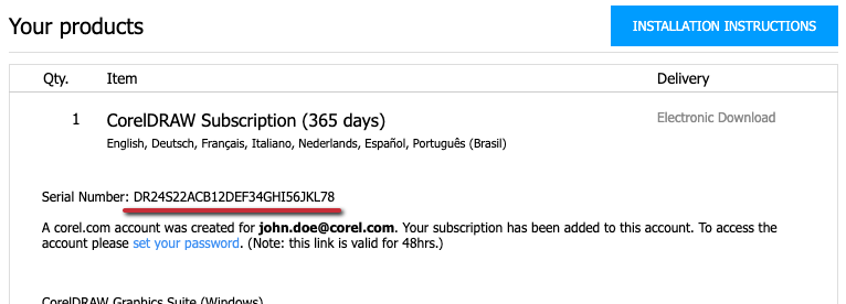 KB Corel: Locate Product Serial Number